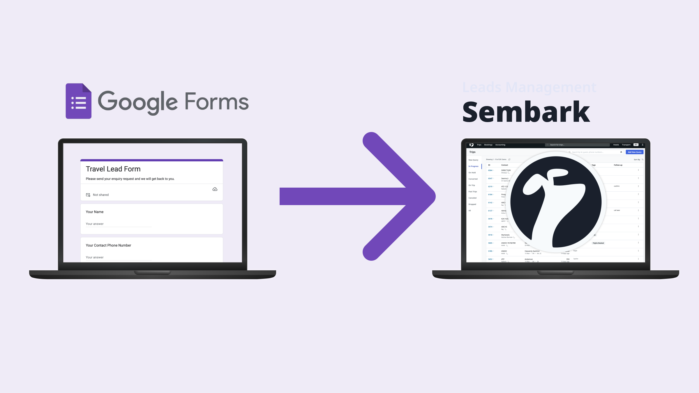 Google Form Leads Integration | Sembark Travel Software